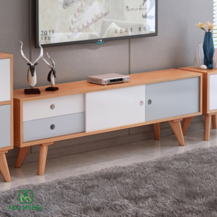 Jual Meja Tv Cabinet Buffet TV Modern Minimalis Ruang Tamu Kayu Solid ...