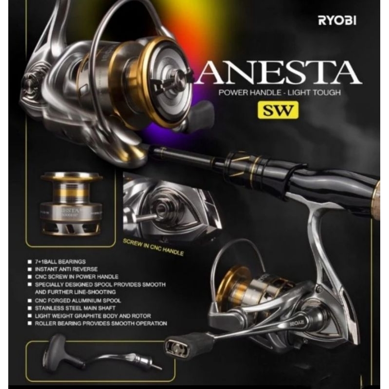 Jual Reel Ryobi Anesta SW tipe Saltwater 1000 2500 3000 4000 5000 power ...