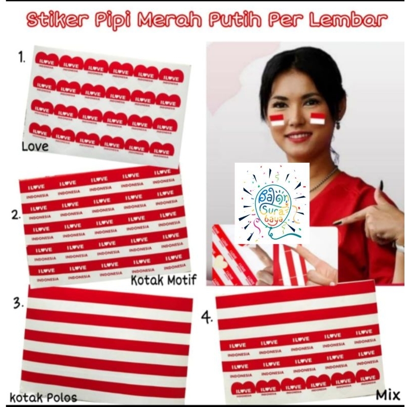 Jual 24 pcs STIKER PIPI MERAH PUTIH (PER LEMBAR) | Shopee Indonesia