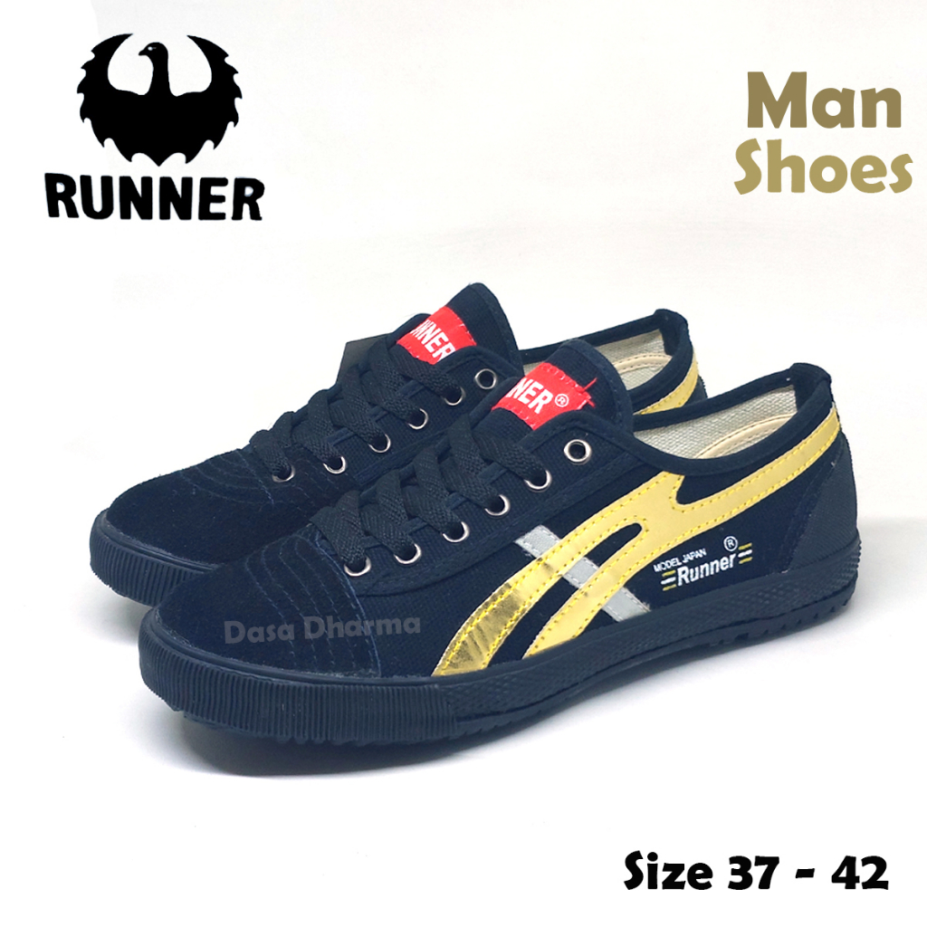 Jual Sepatu Runner Capung Pria Jadul Olahraga Sneakers Hitam Emas Size ...
