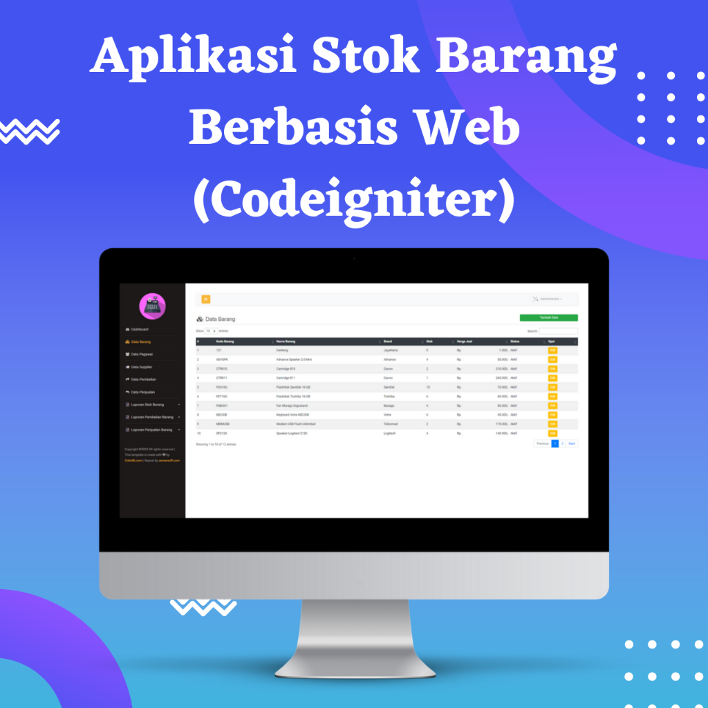 Jual Aplikasi Stok Barang Berbasis Web (Codeigniter) | Shopee Indonesia