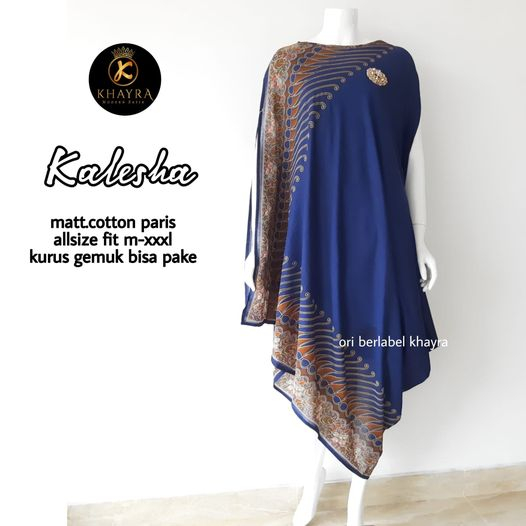 Jual KALESHA MODANG BESAR biru / KAFTAN ASIMETRIS KALESHA BATIK PARIS ...