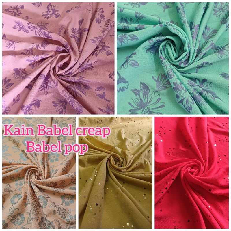 Jual kain babel creap motif / bahan bubble pop / kain baju gamis ...