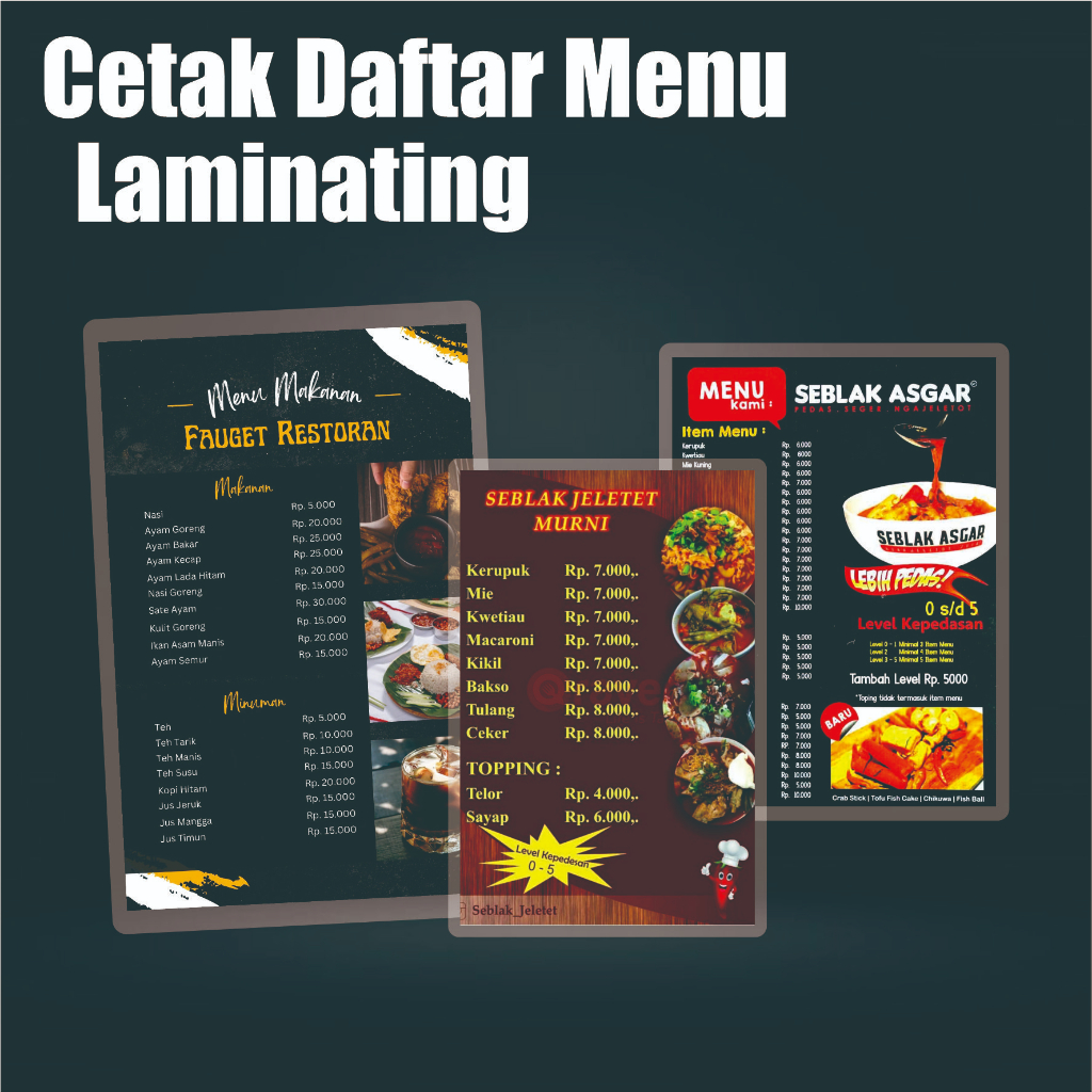 Jual Cetak Daftar Menu / Buat Menu Untuk Jualan / Menu Sudah Laminating ...