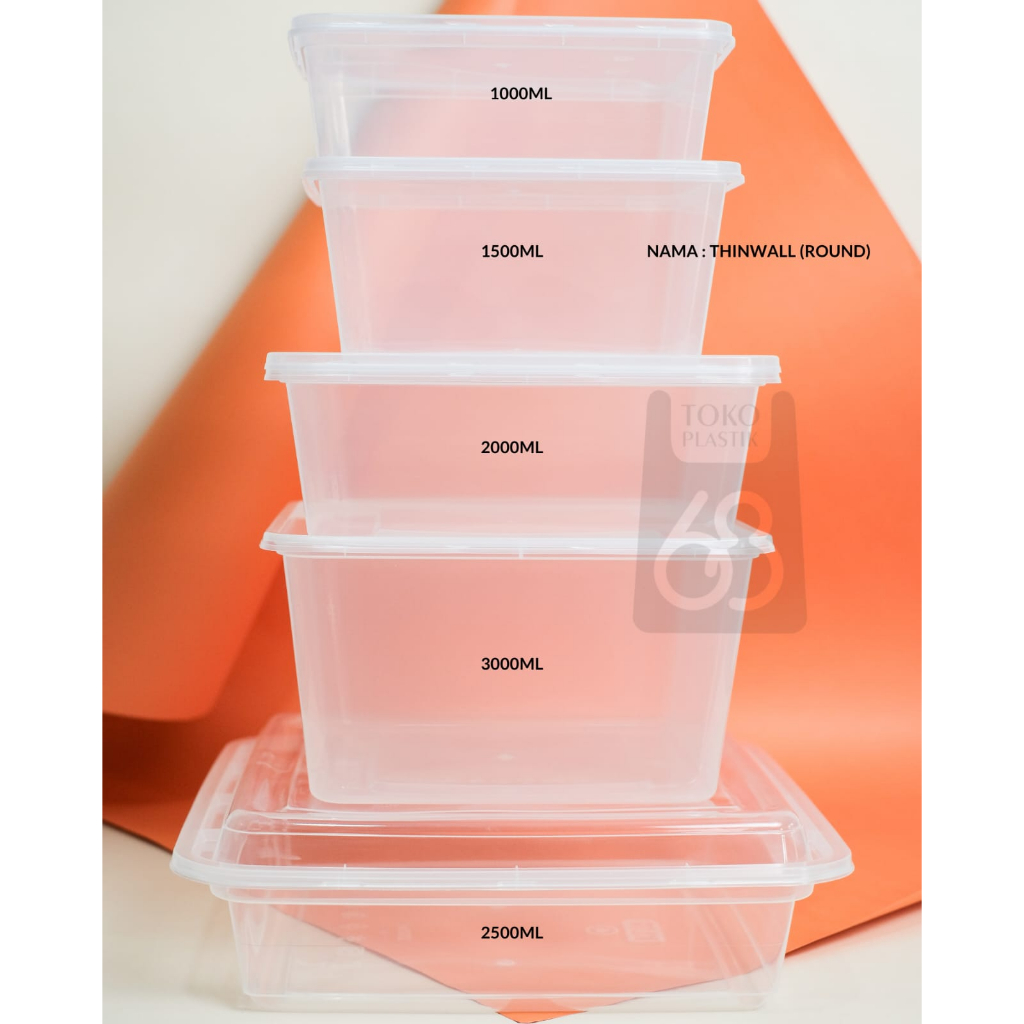 Jual THINWALL SQUARE (KOTAK) Ukuran 1000ML 1500ML 2000ML 2500ML 3000ML PERPACK ISI 25 | Shopee ...