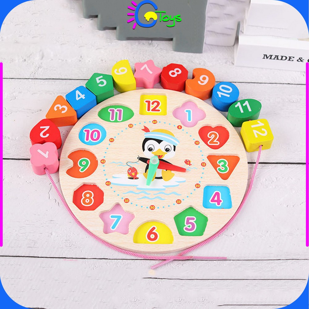 Jual CR-M330 Mainan Edukasi Anak Puzzle Jam Kayu Motif Penguin Lucu ...