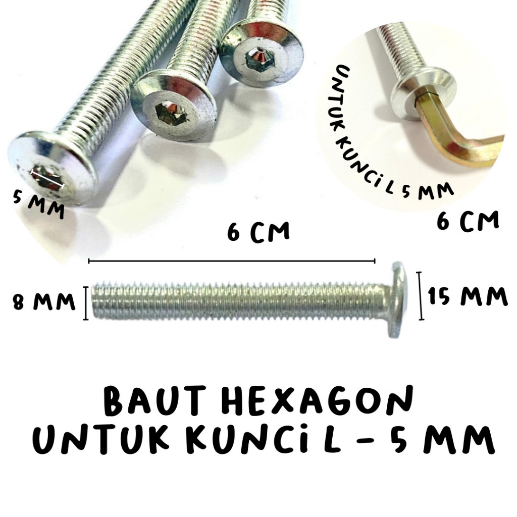 Jual Baut sekrup L hexagon low profile ultra Thin Head stainless steel | Shopee Indonesia