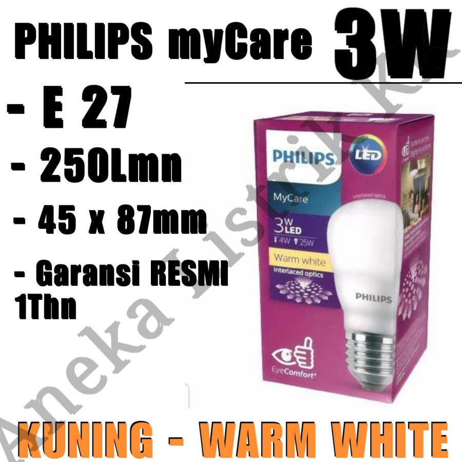 Jual PHILIPS LED BULB 3W 3 W Watt e27 KUNING 3000K 220V 3Watt Warm white | Shopee Indonesia