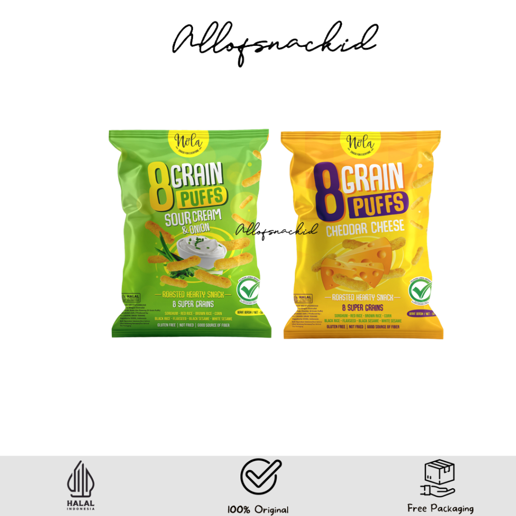 Jual Nola 8 Grain Puffs - Sour Cream / Cheddar Cheese - Snack Sehat ...