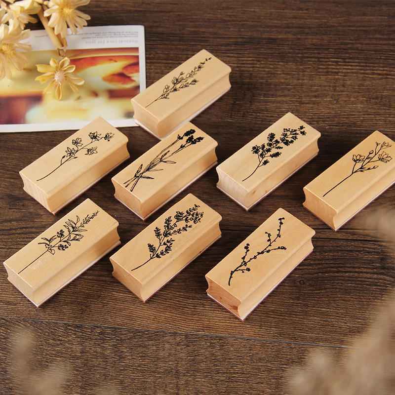 Jual Stempel Kayu Vintage Motif Bunga Tanaman untuk Dekorasi Jurnal ...