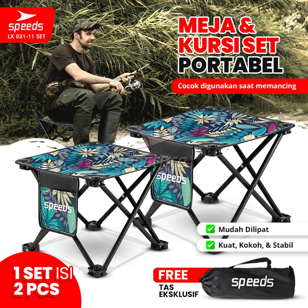 Jual SPEEDS Meja dan Kursi Lipat Portable Tanpa Sandaran Kursi Camping ...