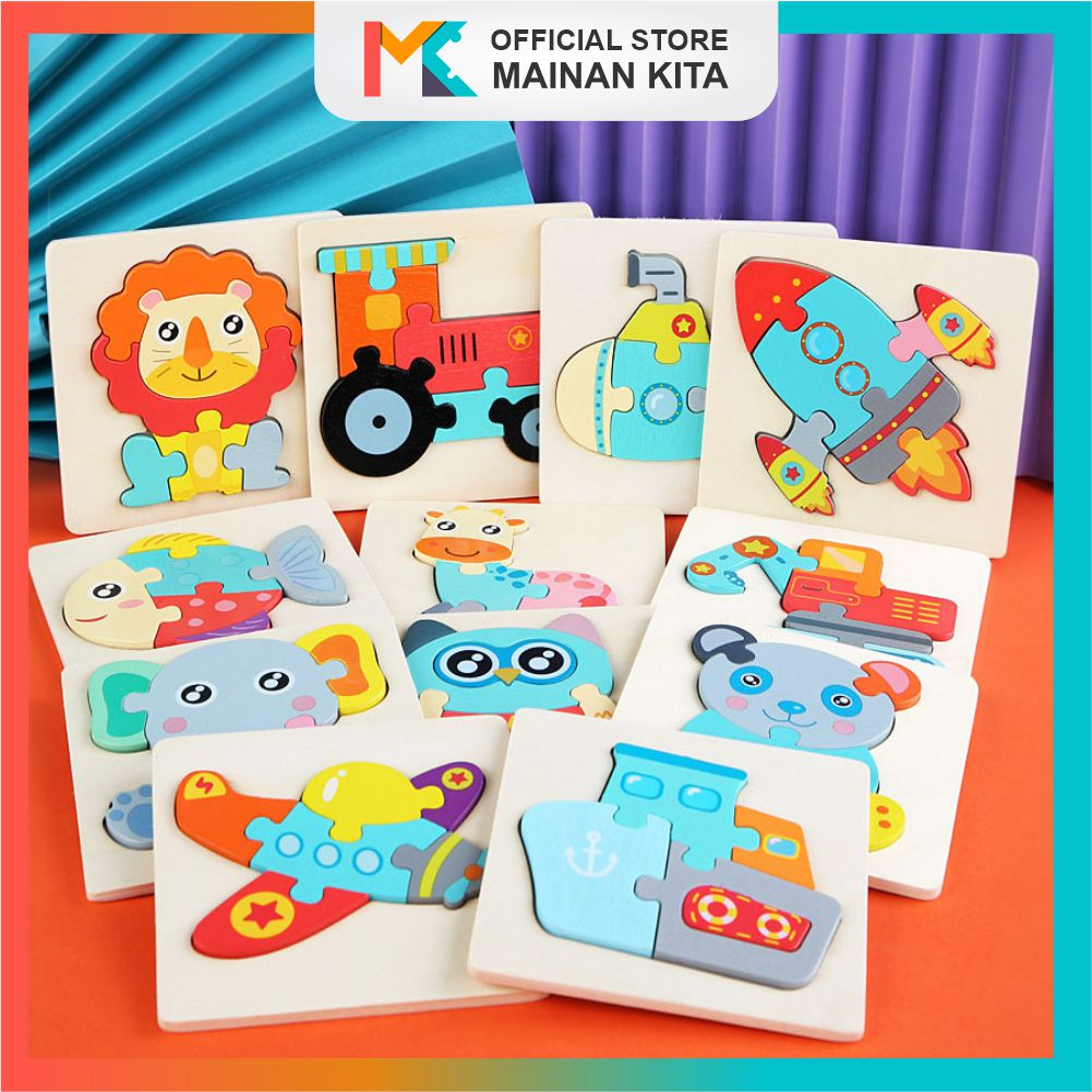 Jual [MK122] Jigsaw Puzzle Kayu Mainan Edukasi Anak Gambar Hewan dan ...