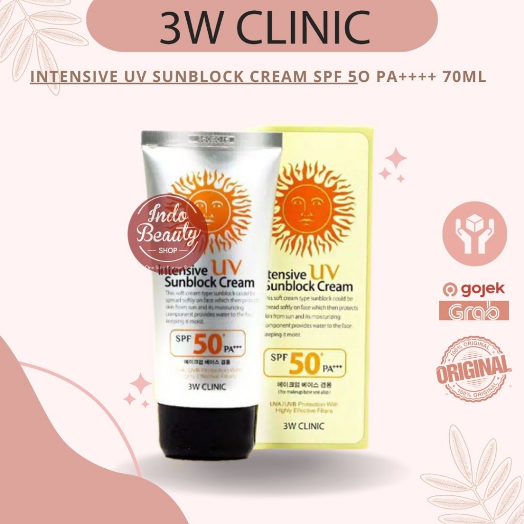 Jual 3W Clinic - Intensive UV Sunblock Cream SPF 50+ PA+++ 70ml ( Sunscreen Cream Korea Sun ...