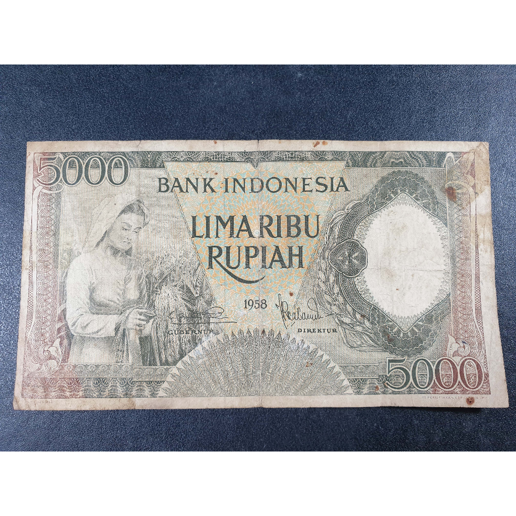 Jual Uang Kuno Indonesia 5000 Rupiah Tahun 1958 F (2) | Shopee Indonesia