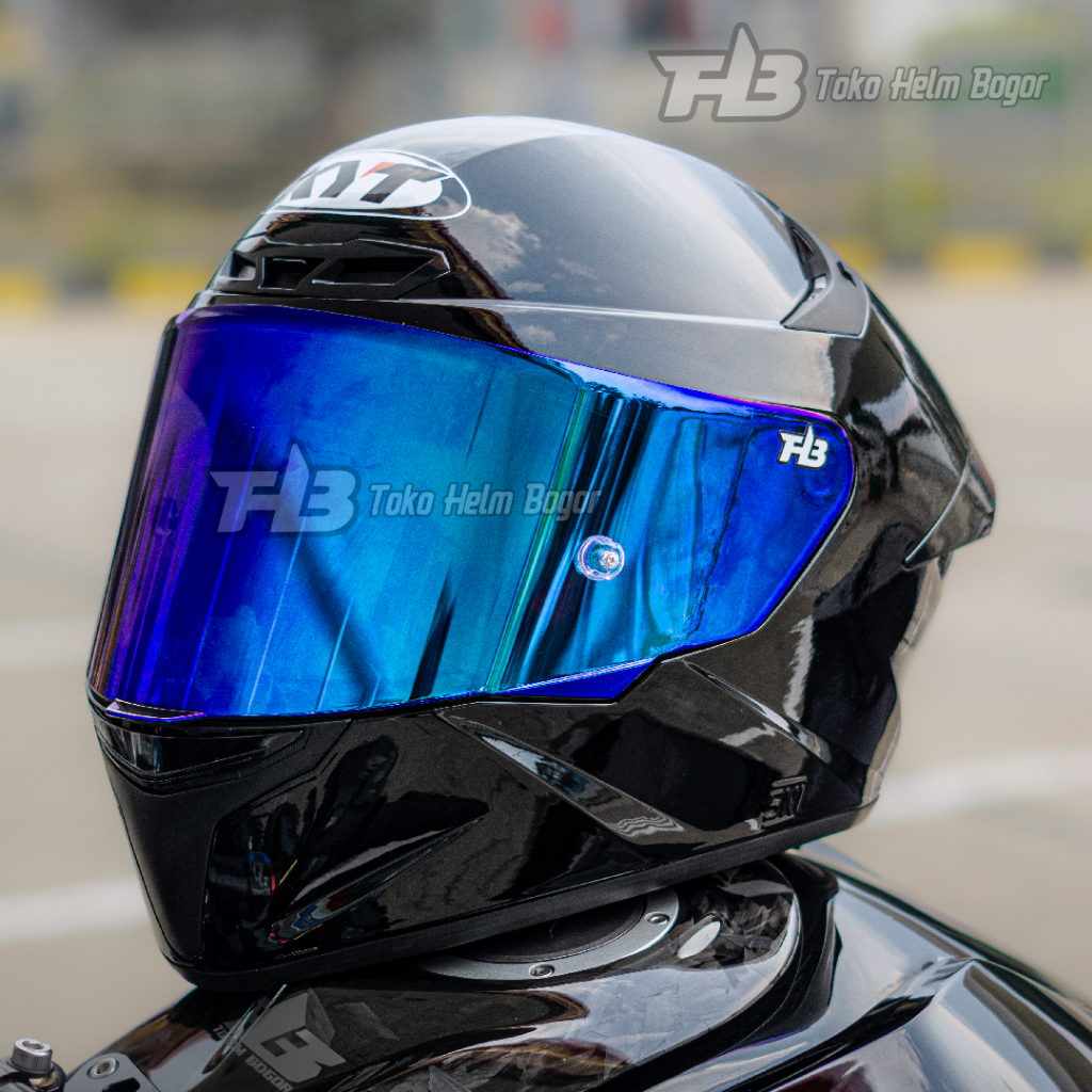 Jual KYT TT Course Black glossy original visor BLUE | Shopee Indonesia