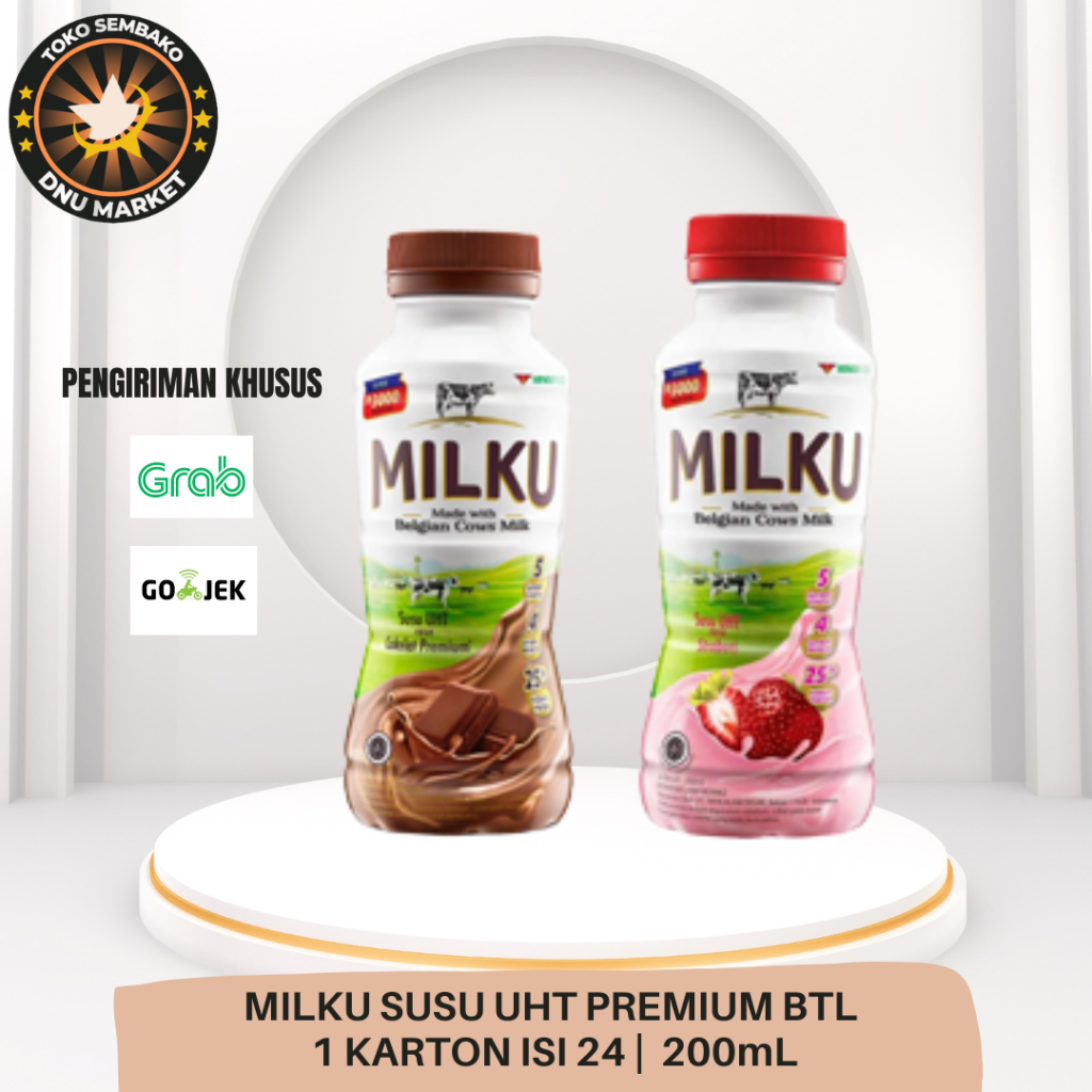 Jual MILKU SUSU UHT STROBERI BOTOL 200mL | MILKU SUSU UHT COKLAR BOTOL ...