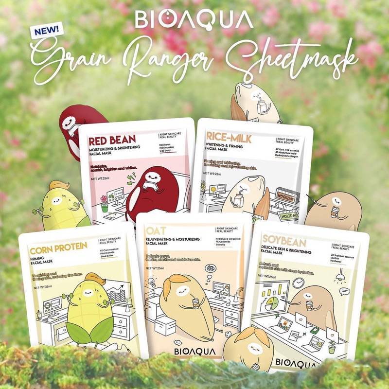 Jual BIOAQUA Grain Ranger Cereal Sheet Mask 25ml | Shopee Indonesia