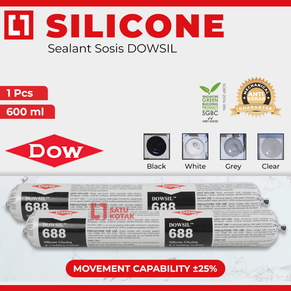 Jual [RETAIL/GROSIR] DOWSIL Silicone Sealant Lem Netral 688 Sosis Sausage 600ml | Shopee Indonesia