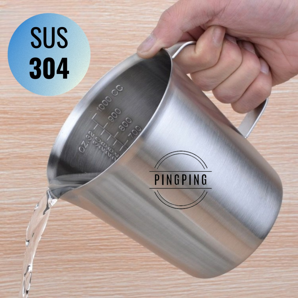Jual Gelas Ukur Takar 350ML/1000ml/2000 ml Stainless steel/350ml stainless tahan karat 304/Milk ...