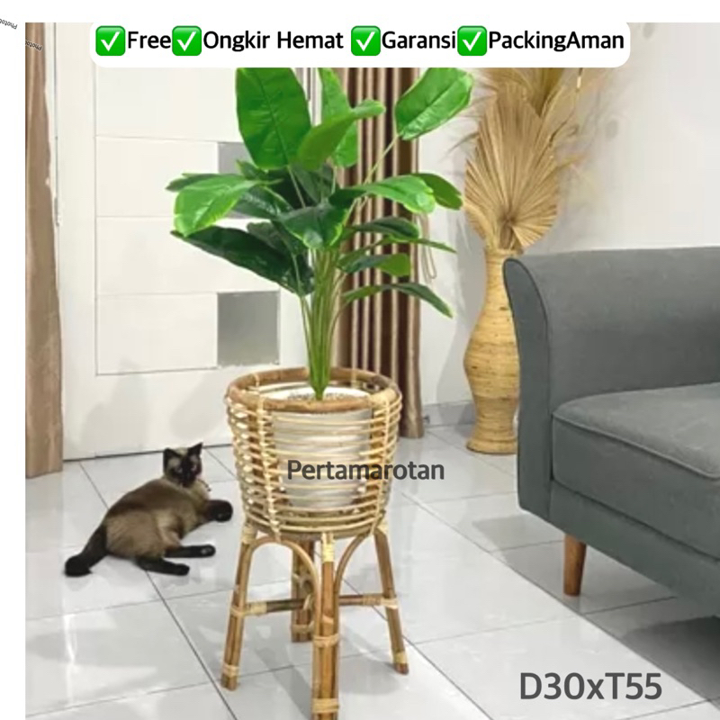 Jual STANDING POT BUNGA ROTAN/COVER POT ROTAN | Shopee Indonesia