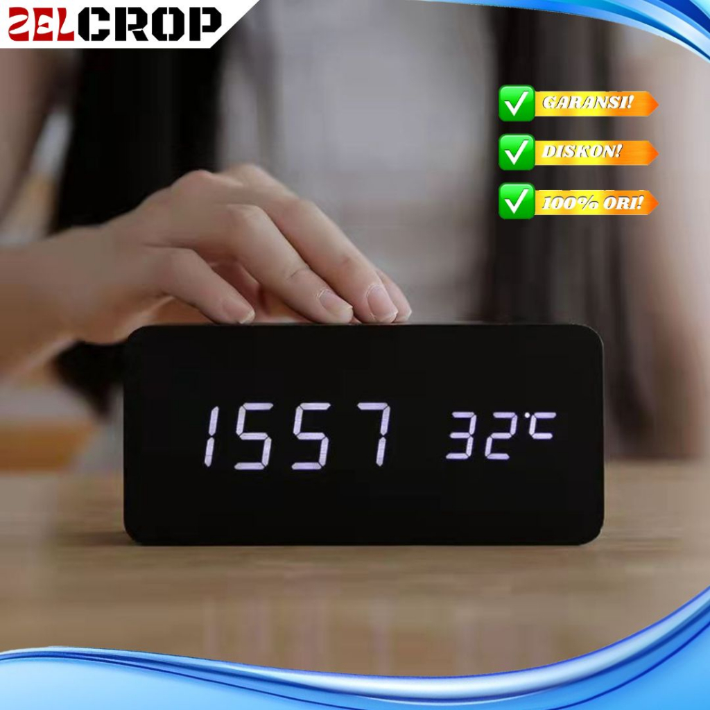 Jual Jam Meja Digital Beker Weker Alarm Aesthetic Led Kayu Unik Kamar ...