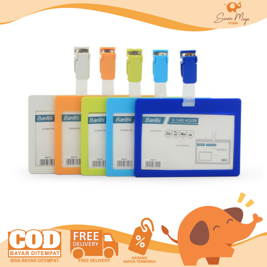 Jual Bantex ID CARD Holder Landscape+Clip / Name Tag Plastik Landscape ...