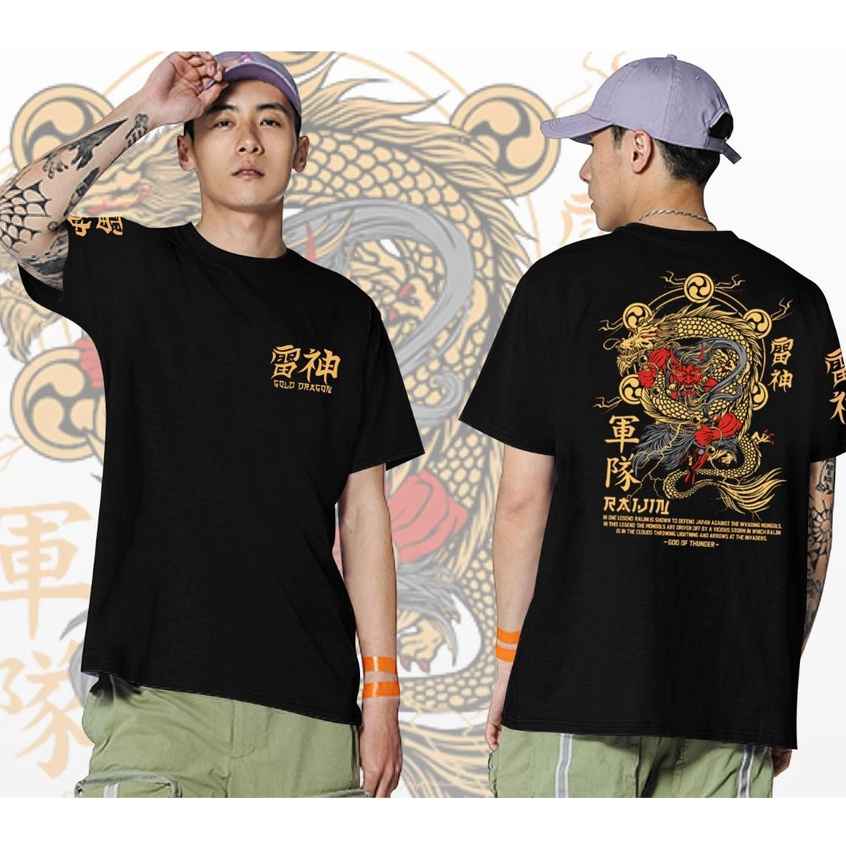 Jual TERBARU(COD)KAOS DISTRO MOTIF NAGA BAJU KAOS GOLD DRAGON BAJU KAOS ...