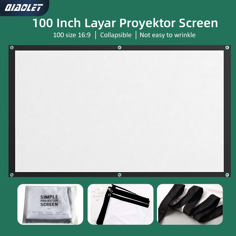 Jual QIAOLET Layar Proyektor Dinding Wallscreen 100 inch Lipat HD 16: 9 ...