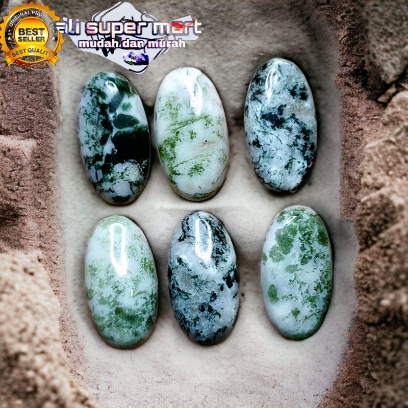 Jual Batu akik badar lumut hijau putih natural | Shopee Indonesia