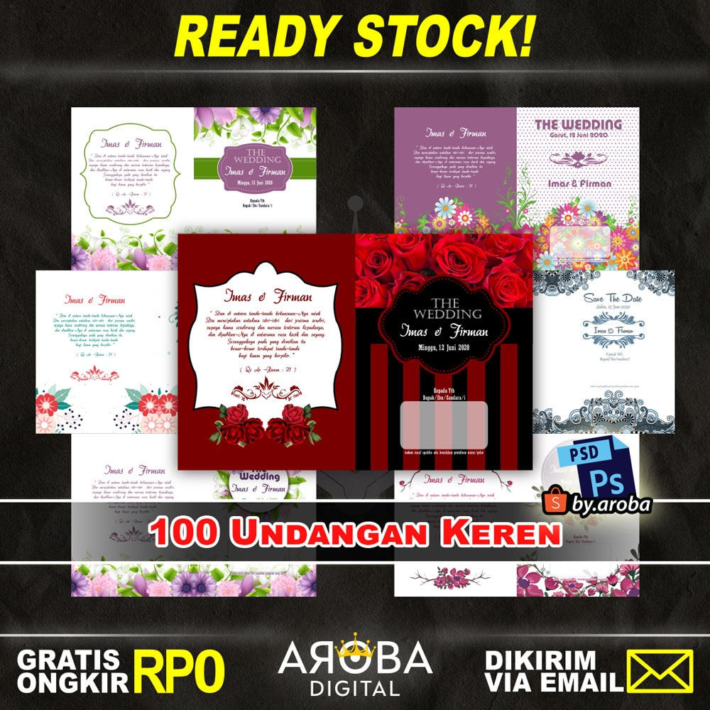 Jual [AROBA] 100 Desain Undangan Keren PSD Siap Edit / Editable ...