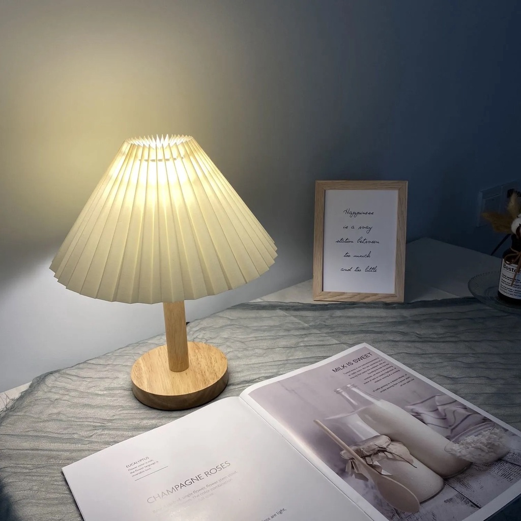 Jual Lampu Meja Minimalis Lampu Tidur Meja Korean Retro Pleated Vintage ...