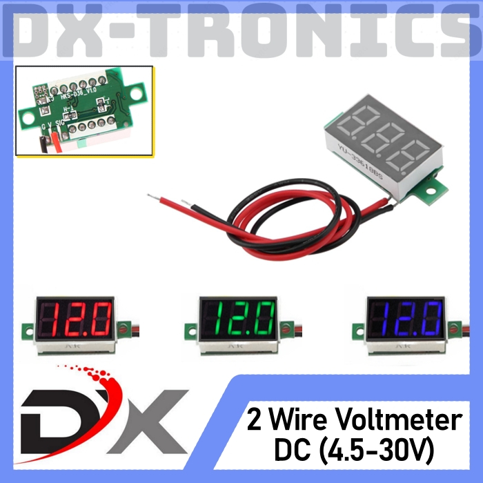 Jual Digital Voltmeter DC 30V Mini Volt Meter 0.36" 2 Kabel 4.5-30V ...