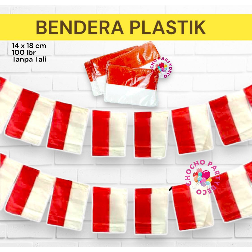 Jual BENDERA PLASTIK MERAH PUTIH isi 100 / Bendera Indonesia HUT RI ...