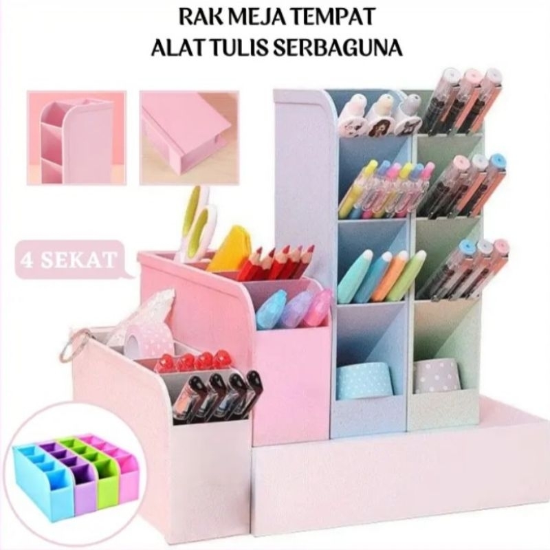 Jual Rak Meja Tempat Alat Tulis Serbaguna / Rak Mini 4 Sekat / Rak Laci ...