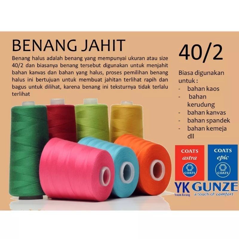Jual Benang jahit kiloan ukuran 40/2 Polyester warna random great A ...