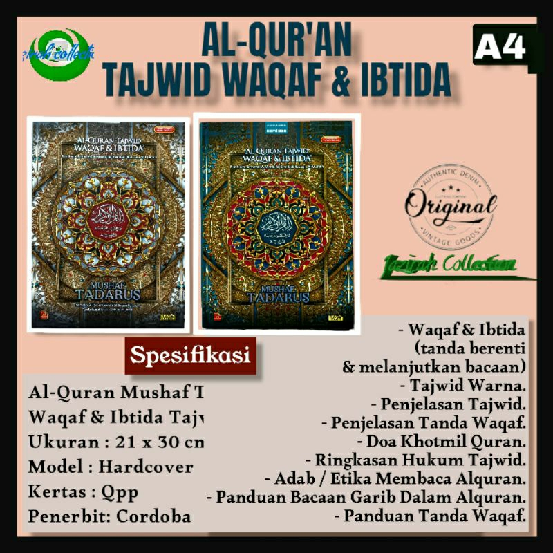 Jual AL-QUR'AN TADARUS A4 WAQAF DAN IBTIDA TAJWID _AL-QURAN TADARUS ...
