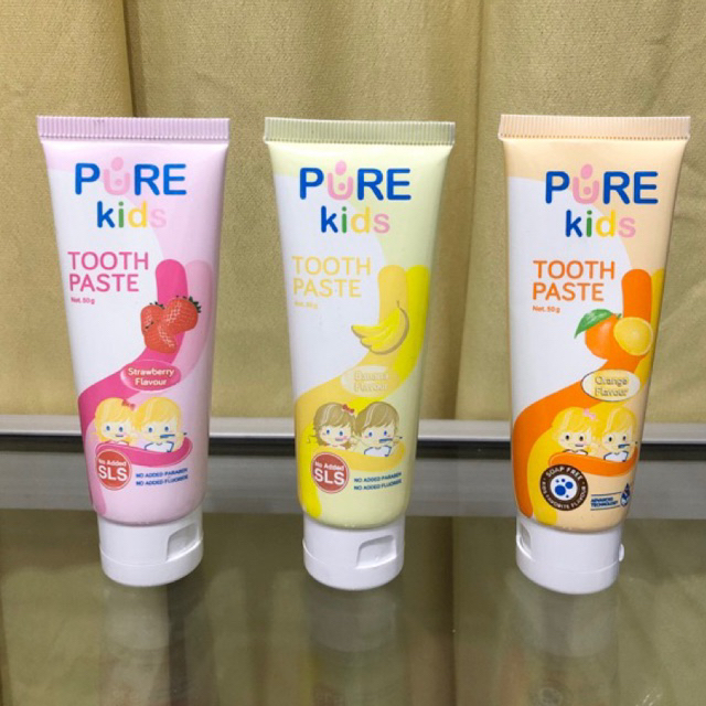 Jual Pure Kids Toothpaste Strawberry, Orange, Banana 50gr / odol aman ...