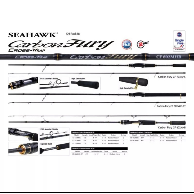 Jual joran seahawk carbon fury 602 MHS-RT/ full handle | Shopee Indonesia