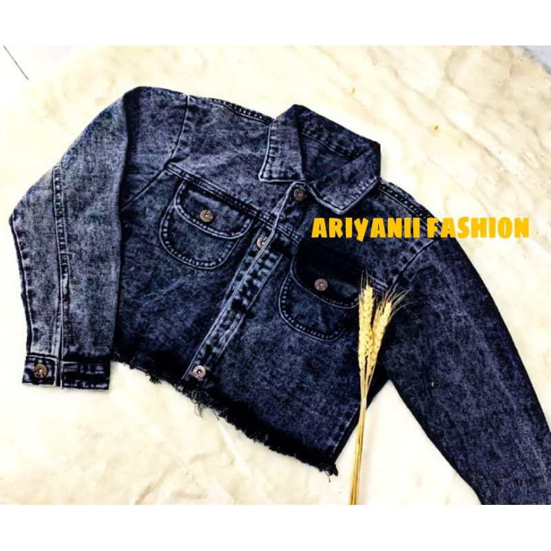 Jual ARN - JAKET WANITA JEANS CROP OVERSIZE PITA JACKET DENIM MURAH KEKINIAN JINS SOBEK RAWIS ...