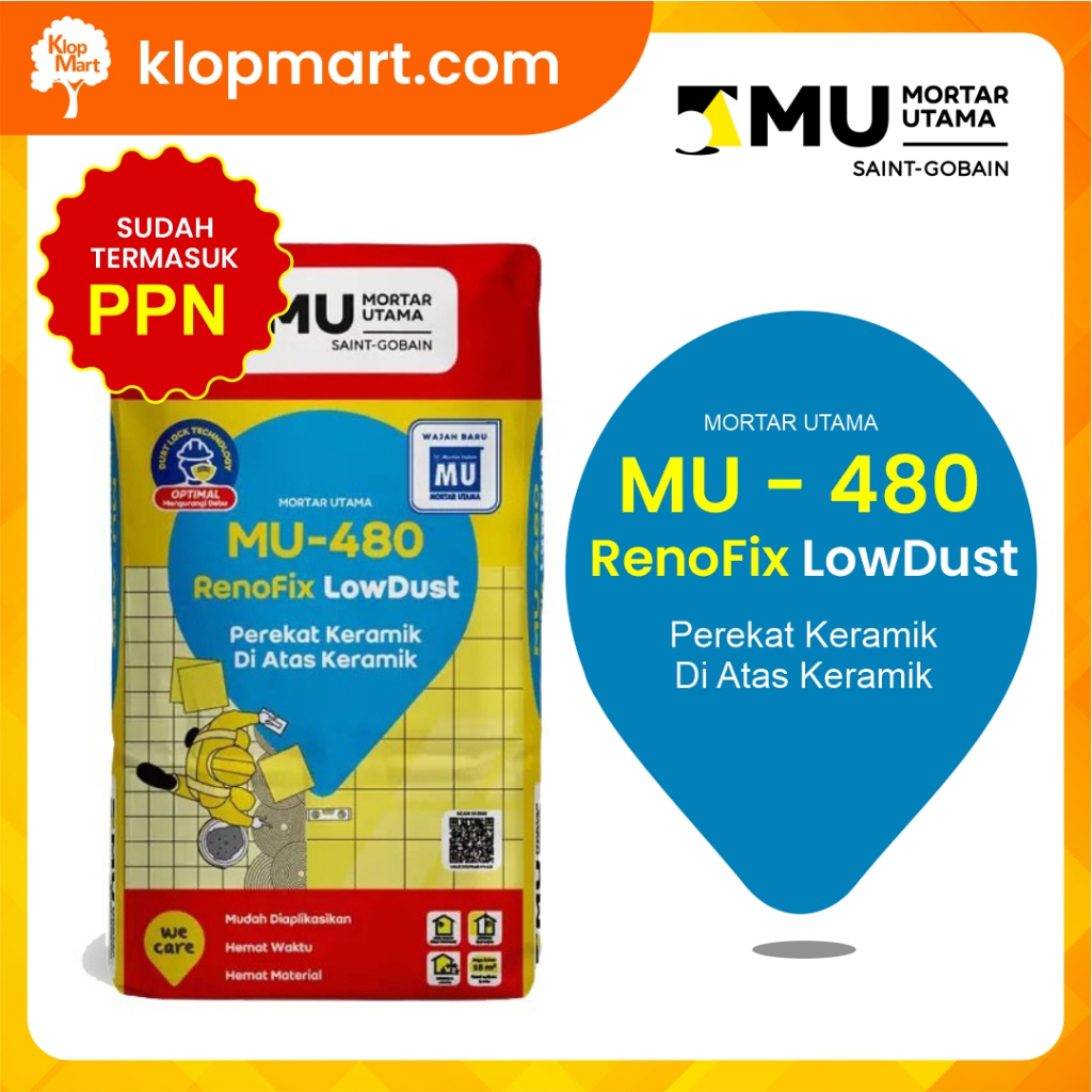 Jual Mortar Utama MU-480 RenoFix LowDust Perekat Keramik di Atas ...