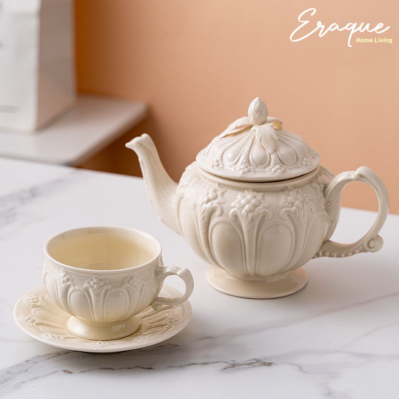 Jual Lyon Tea Cup Kettle / Teko Cangkir Teh Kopi Keramik Putih Embossed ...