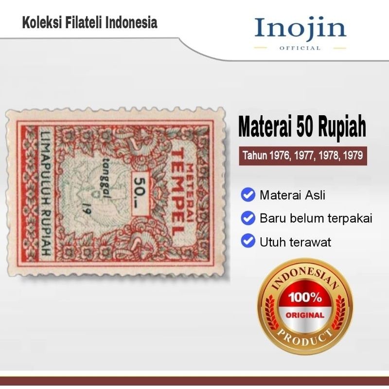 Jual Materai 50 Rupiah Tahun 1976 1977 1978 1979 Perangko Matrai Tempel ...