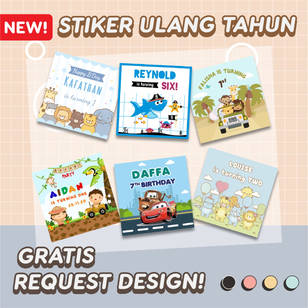 Jual Cetak Stiker Kotak Souvenir Ulang Tahun Anak Custom Label Snack ...