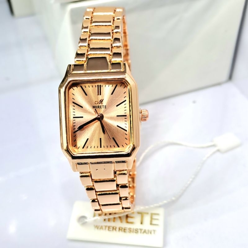 Jual Mirete R-277 Jam Tangan Wanita Segi Analog Rantai Stainless Model ...