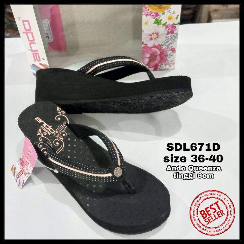 Jual SDL671 Ando queenza Sandal Ando wedges spon Eva tebal 6cm | Shopee ...