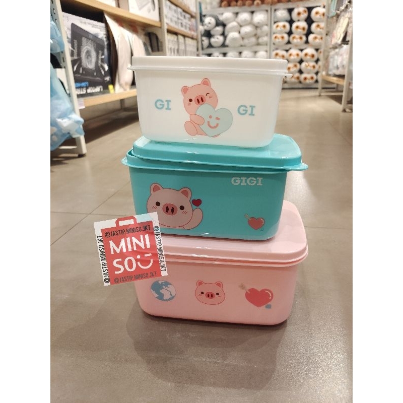 Jual MINISO 🆕 Food Storage Containers GiGi Pig Series (1750ml, 1000ml ...