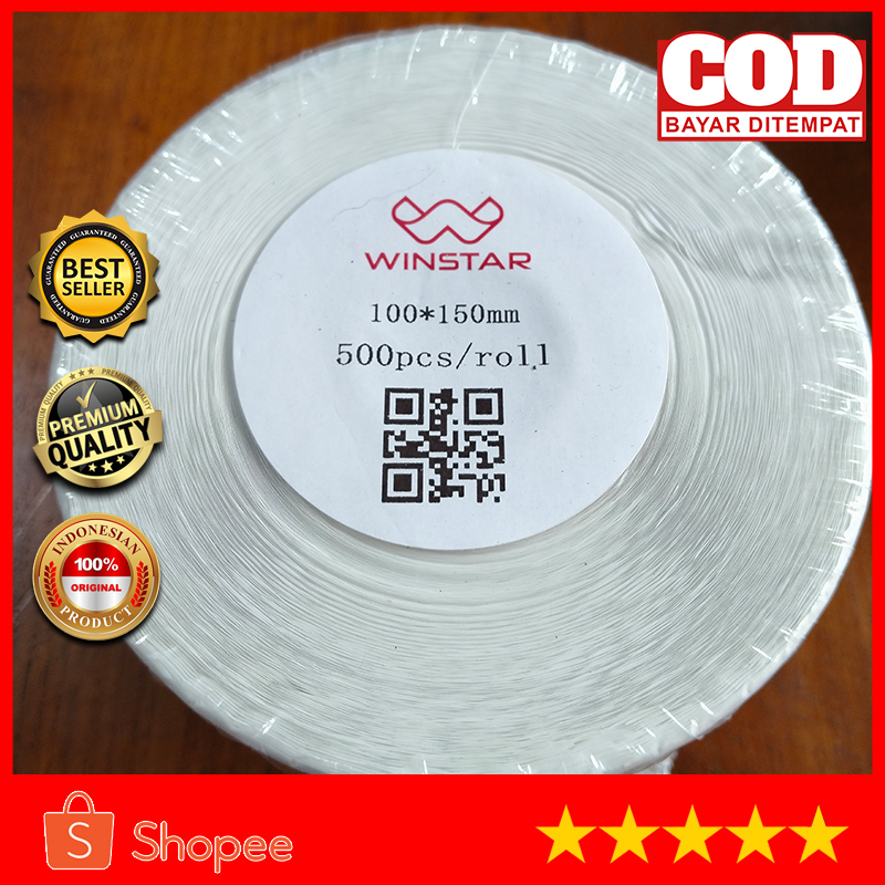 Jual KERTAS THERMAL LABEL WINSTAR ORIGINAL / SIZE 100 X 150 mm / ISI 500 PCS / STIKER BARCODE ...