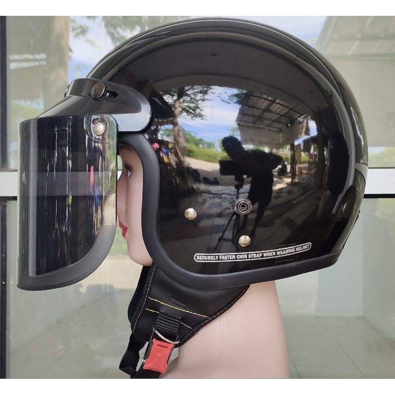 Jual Helm bogo dewasa SNI full leher hitam glossy doff | Shopee Indonesia