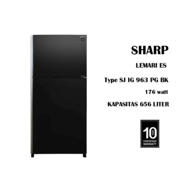 Jual Kulkas Sharp 2 Pintu SJ-IG963PG-BK J-Tech Inverter 656L | Shopee ...