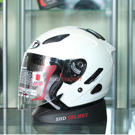 Jual Helm Half Face KYT Galaxy Flat R Solid White KYT Half Face Putih ...